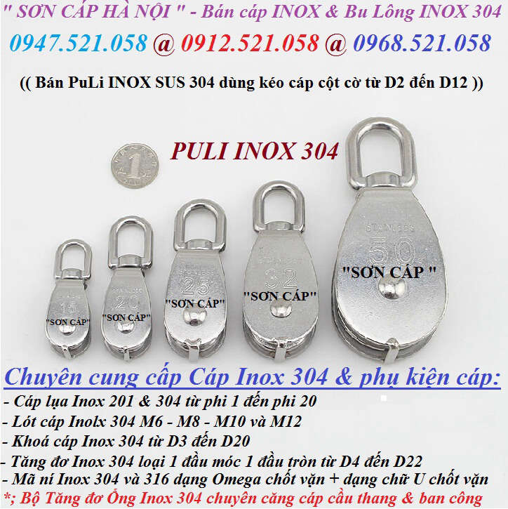 Ròng rọc puly inox 304 D15,D20,D25,D32,D50.D75,D100 đây 0968.521.058 C ...