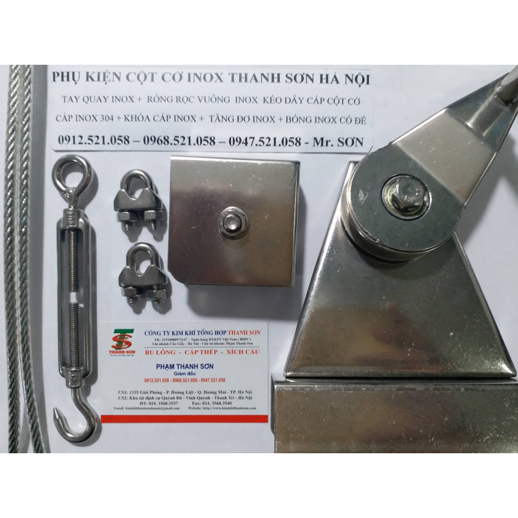 (Bộ phụ kiện cột cờ: Tay quay Inox,puly vuông Inox) 0968.521.058 Kim ...